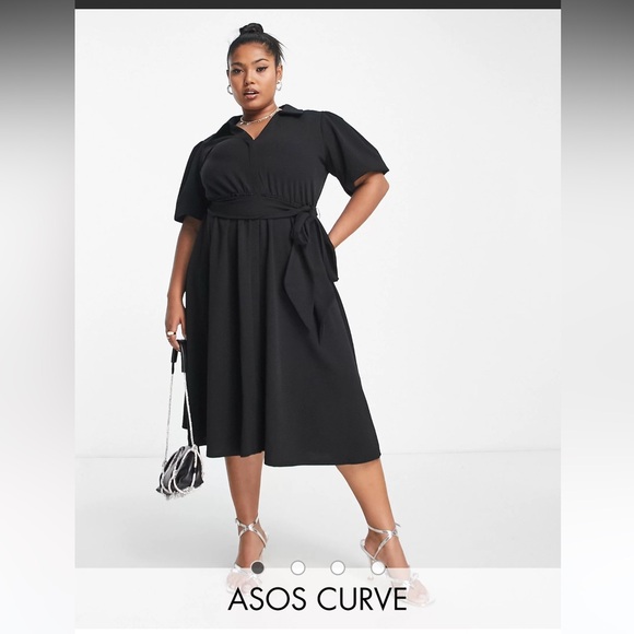 ASOS Curve | Dresses | Asos Design Curve Belted Midi Shirt Dress In ...